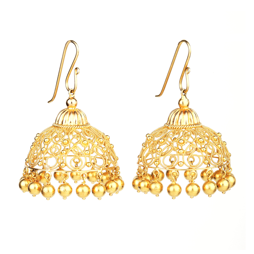 Shop Tradional 18K Gold Jhumki Earrings Online in India