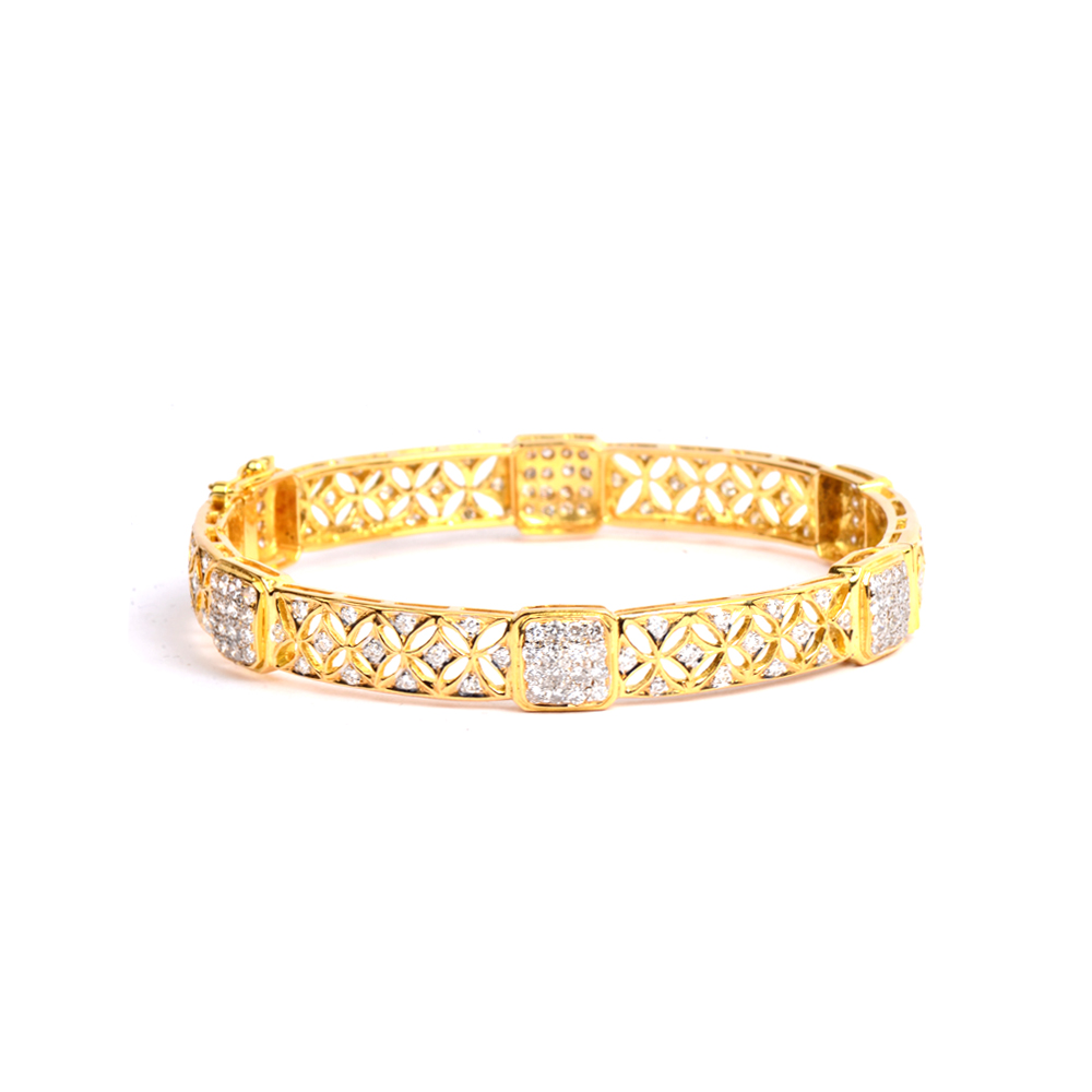 Floral Diamond Bangle in 18K Gold (2'4 Size & 1pcs)