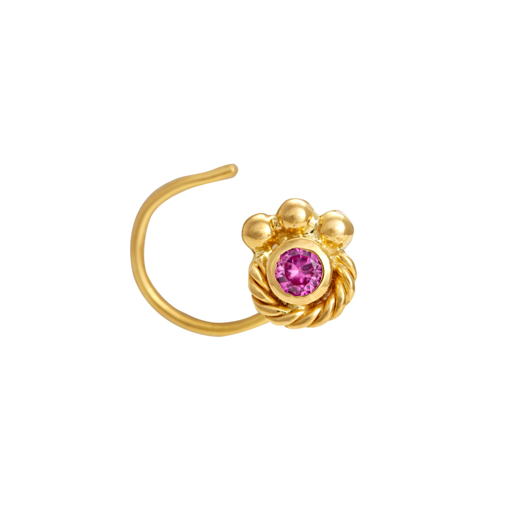 Charming Ruby and Gold Nosepin | Buy Online Chennai