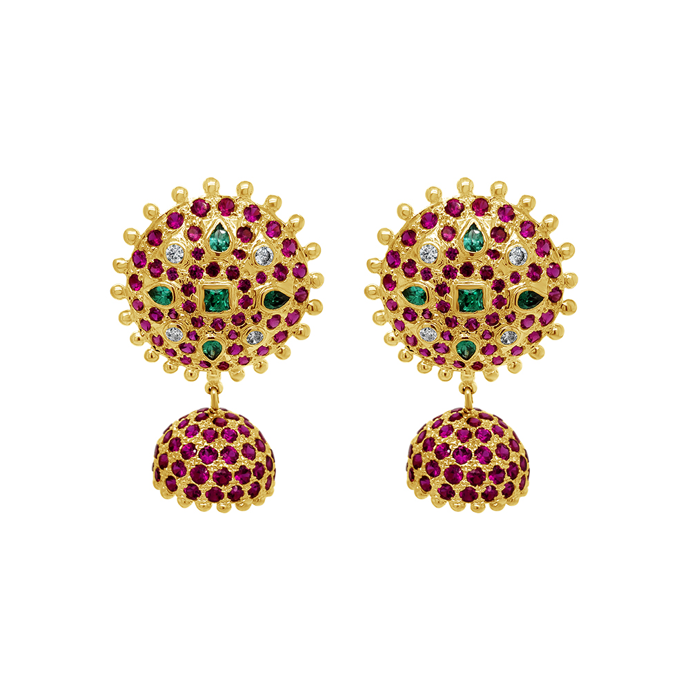 Shop Royal Ruby 18K Gold Jhumki Online at Gehna