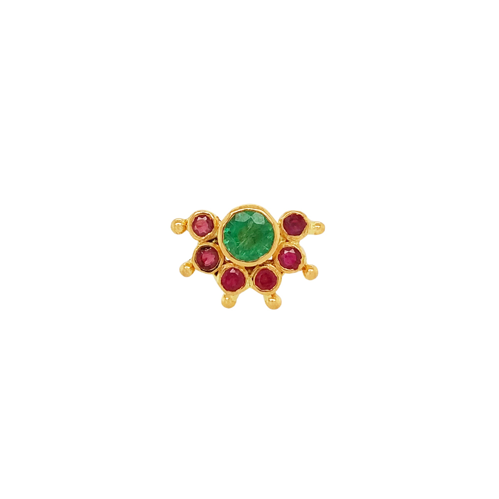 Shop Ruby and Emerald 22K Gold Nose pin Online in India | Gehna