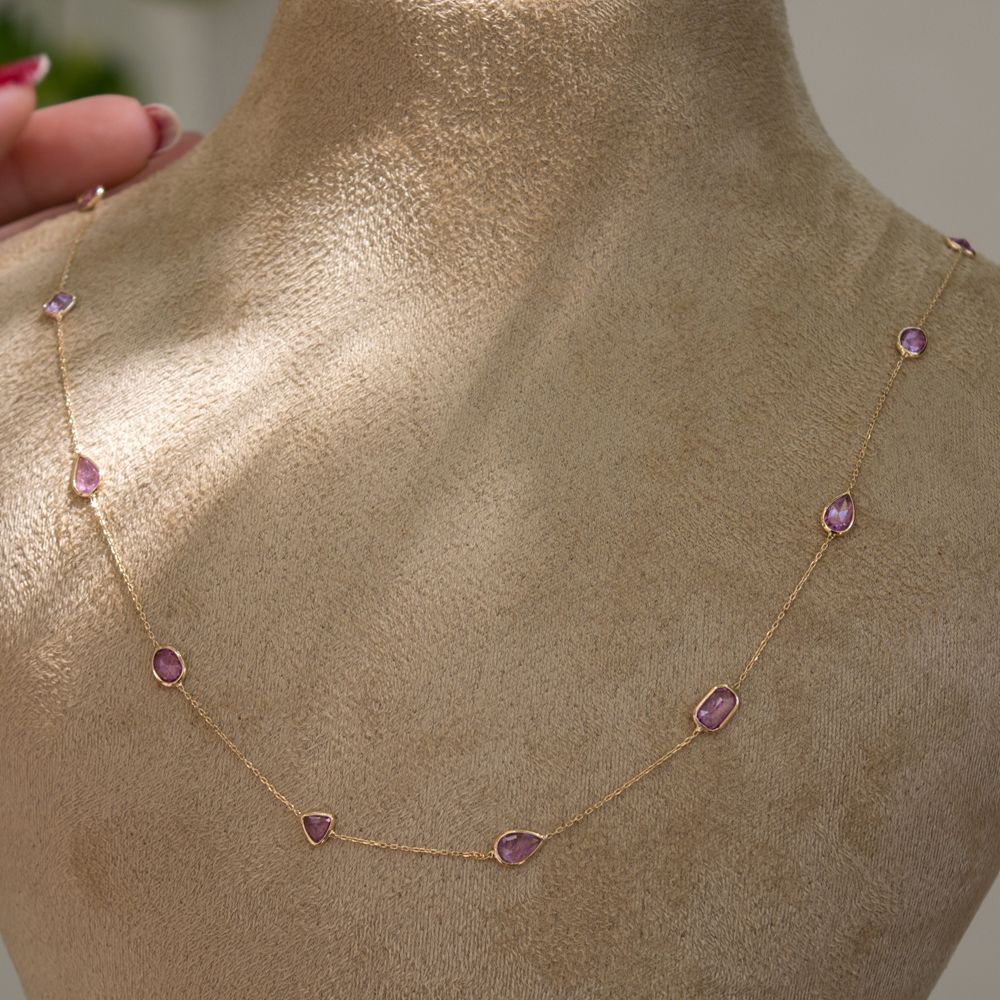 Shop Pink Sapphire Infinite 18K Gold chain Online in India | Gehna