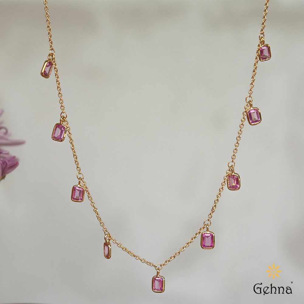 Shop Pink Sapphire 18K Gold Chain for Women | Gehna