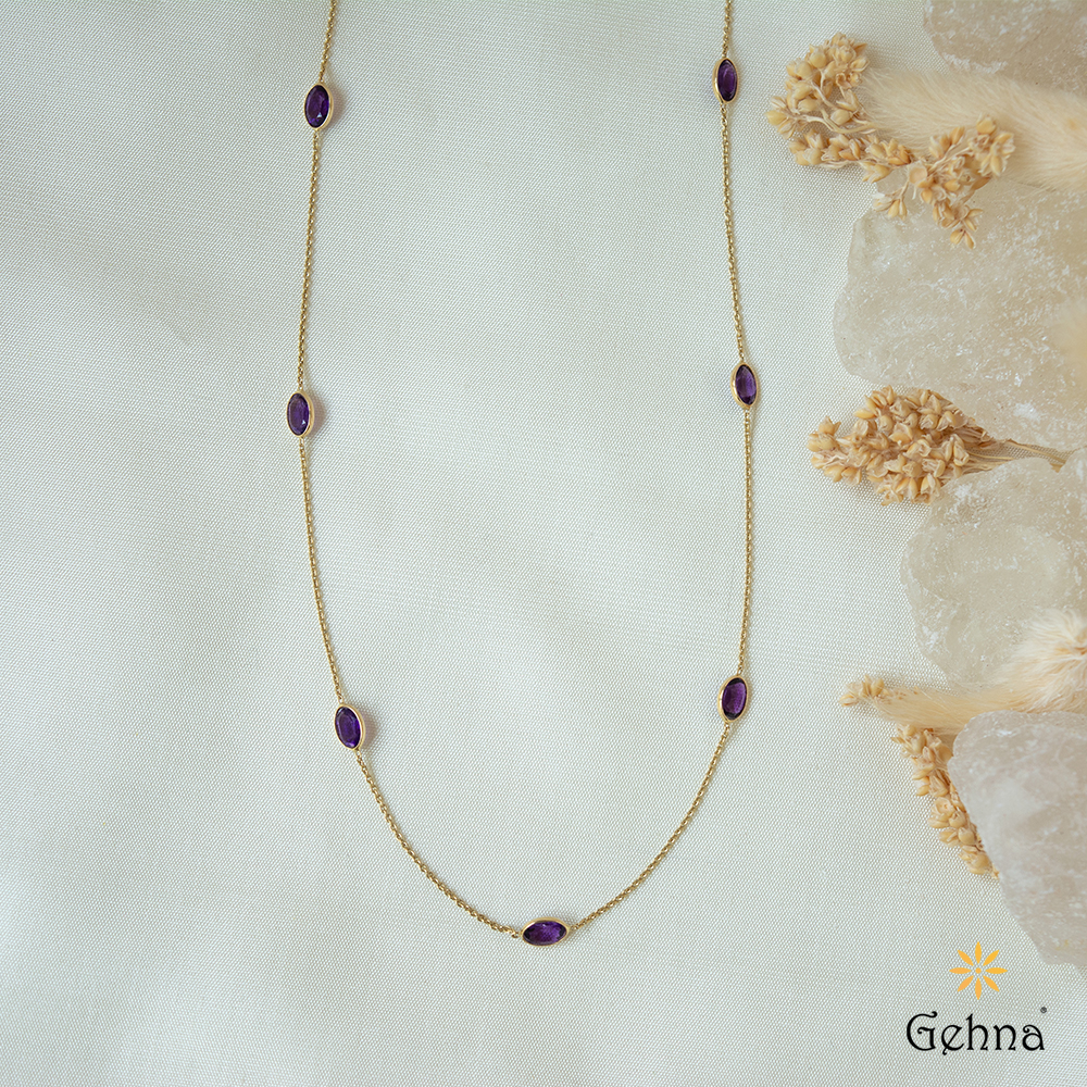 Shop Enchanting Grace Amethyst 18K Gold Chain for Women | Gehna